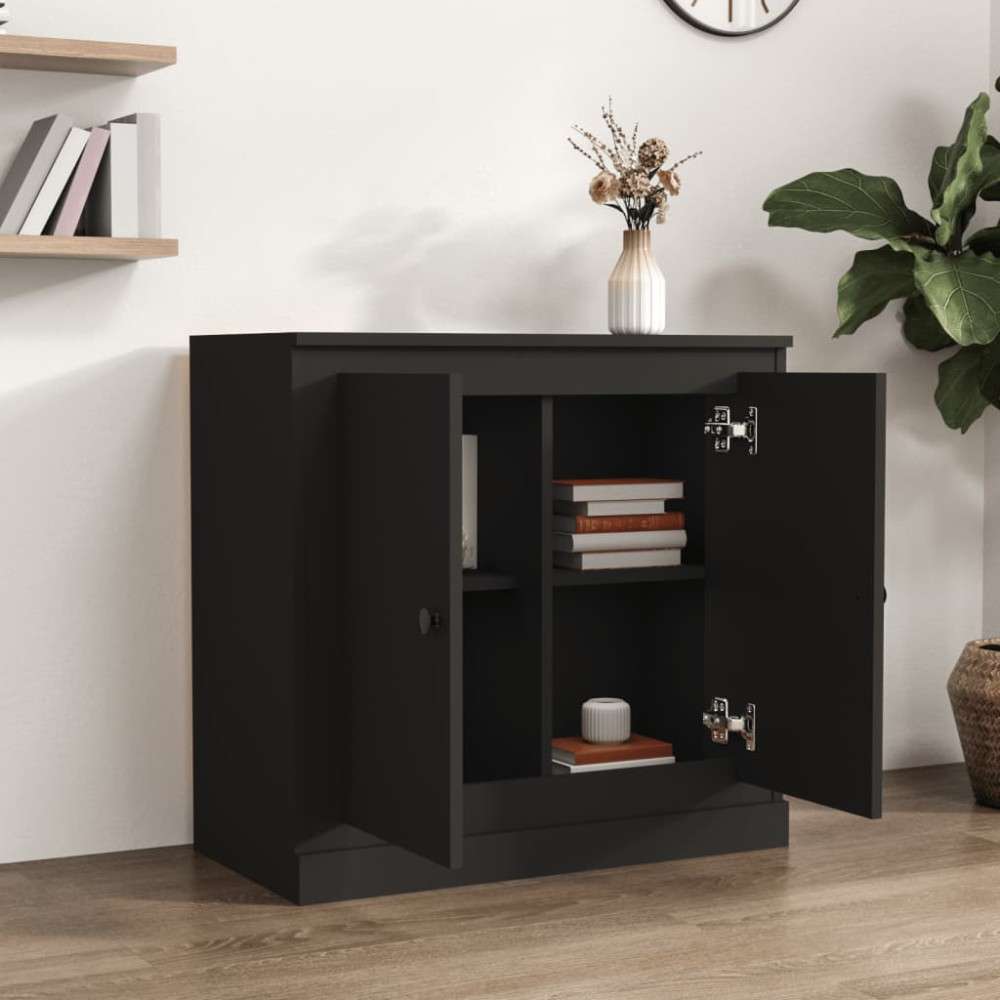 Förvaringsskåp svart 70x35,5x67,5 cm konstruerat trä – Köp t...