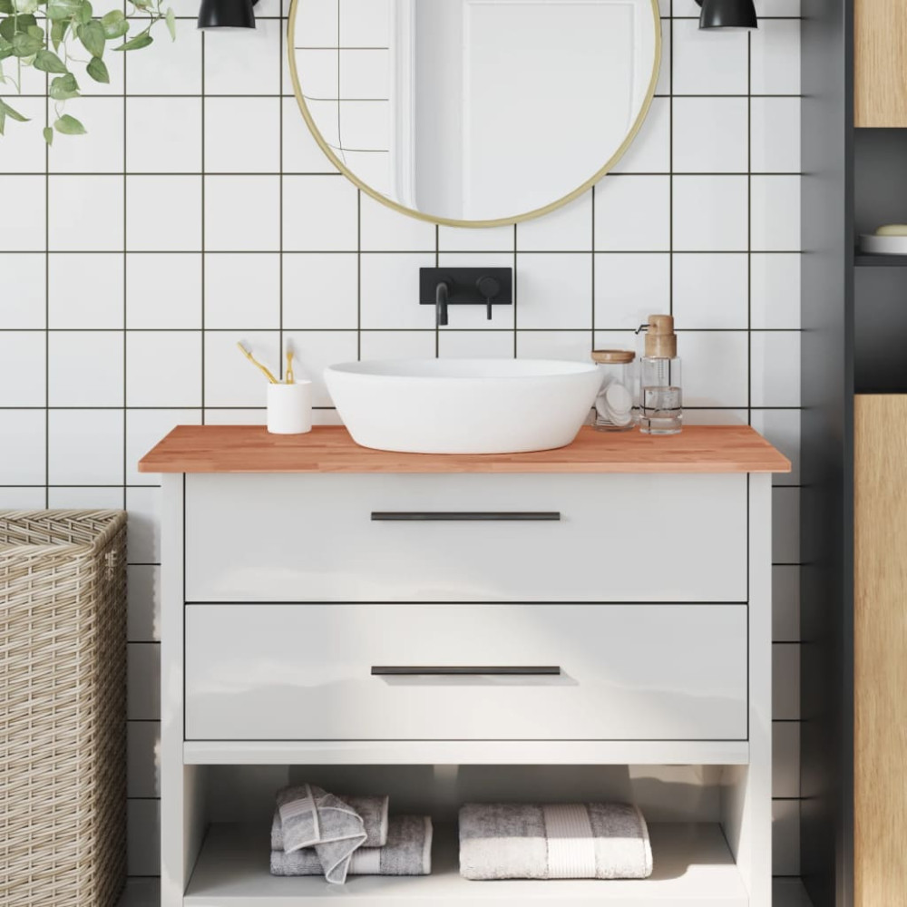 Bänkskiva för badrum 100x60x1,5 cm massivt bokträ – Köp till...