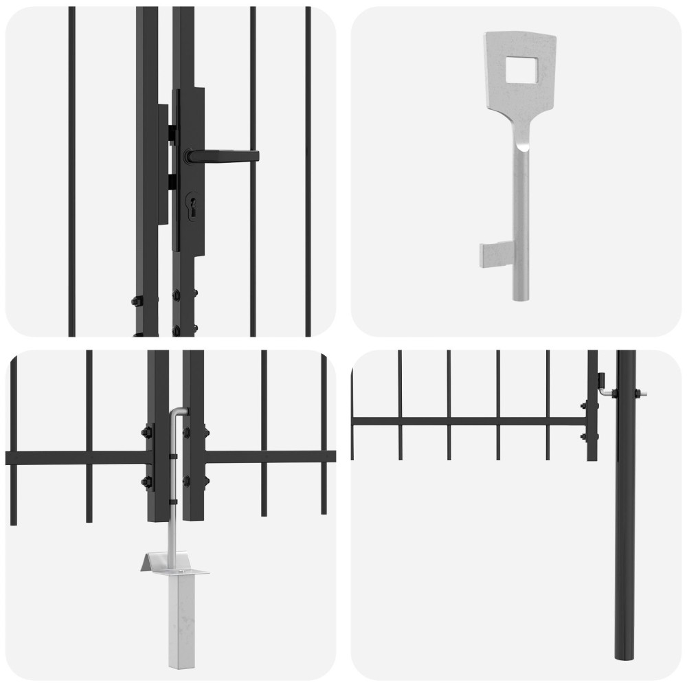 Köp Dubbel Grind med lås Grå 299,5 x 149,5 cm Stål online